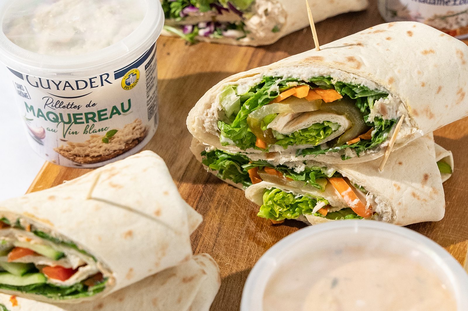 Trois recettes de wraps aux rillettes et tartinables • Guyader Gastronomie
